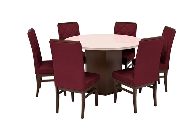 CONJUNTO MESA COM 6 CADEIRAS S&A ROMA REDONDA 1,20 - S&A