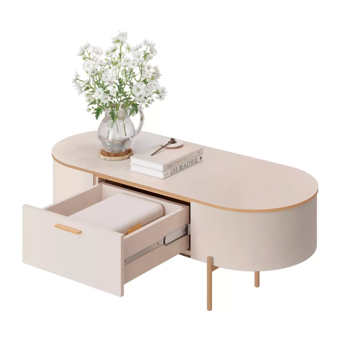 MESA DE CENTRO DJ CELENA OFF WHITE - DJ MÓVEIS