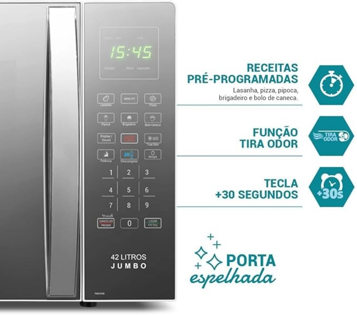 110V FORNO MICROONDAS PHILCO PMO42EB 42L BRANCO - PHILCO