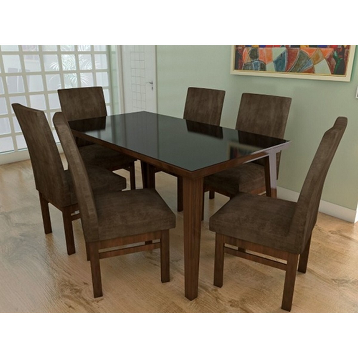 Mesa Milao 1,60X0,90 Tampo de Vidro Preto S&A - S&A